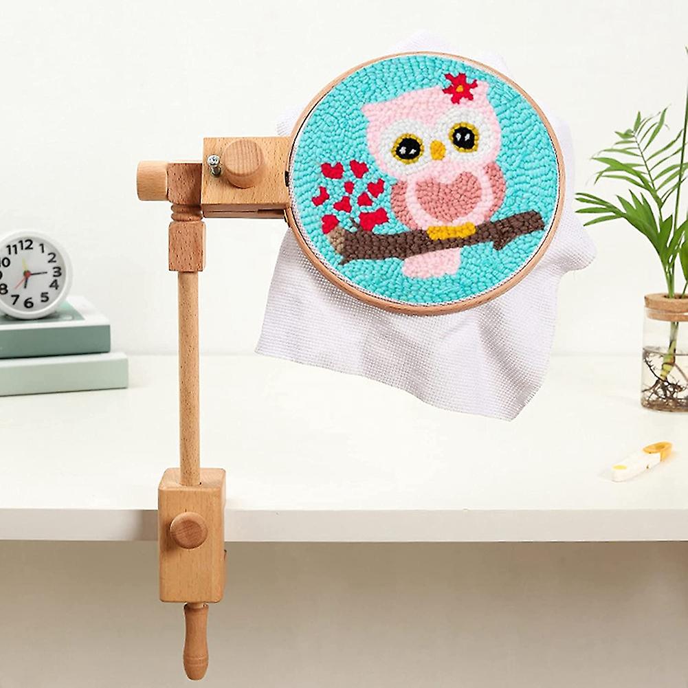 Embroidery Hoop with Clamp,Wooden Frame Rack for All Tables Fit Circle ...