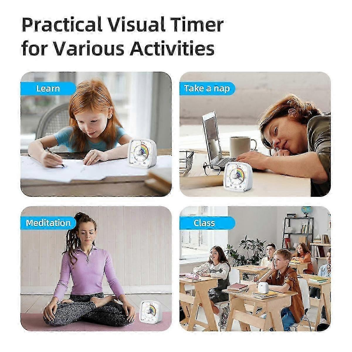 60-Minute Visual Timer with Night Light, Countdown Timer,Pomodoro Timer ...