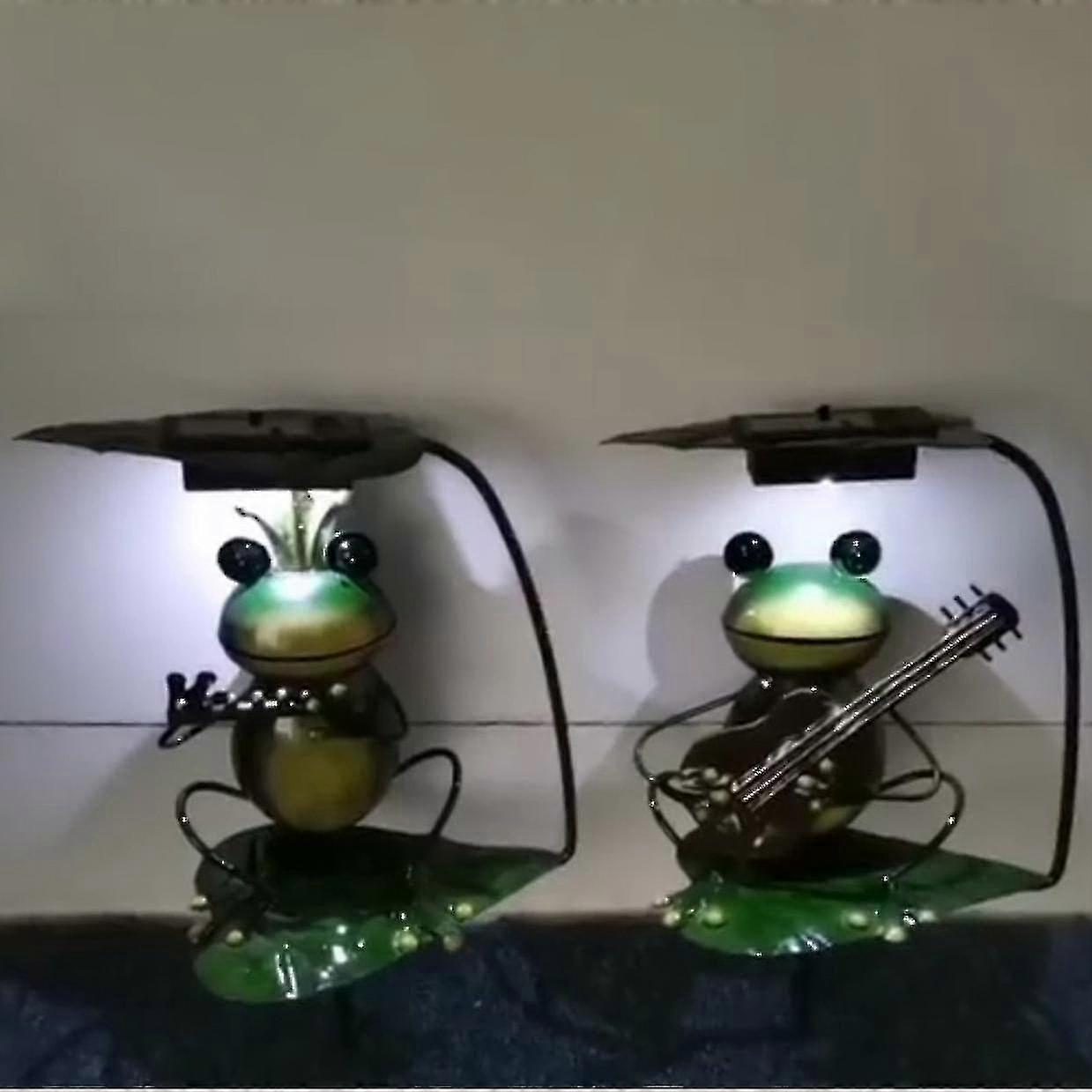 Solar Lights Frog Metal Cute Frog Garden Frog Lights,violin Style ...