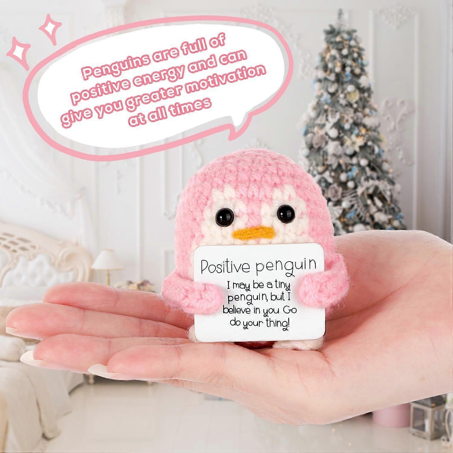 Mini Funny Positive Penguin, Knitted Toy with Positive Card Emotional ...