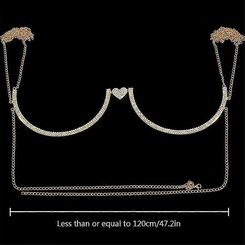 Heart Rhinestone Chest Bracket Body Jewelry Bra Chain For Women Chain ...