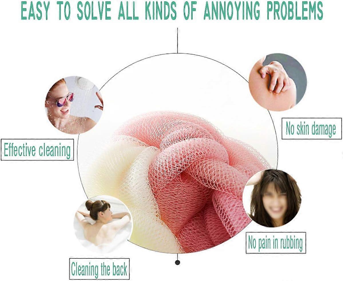4 Packs Long Stretch Back Sponge with Rope Back Scrubber Bath Shower ...