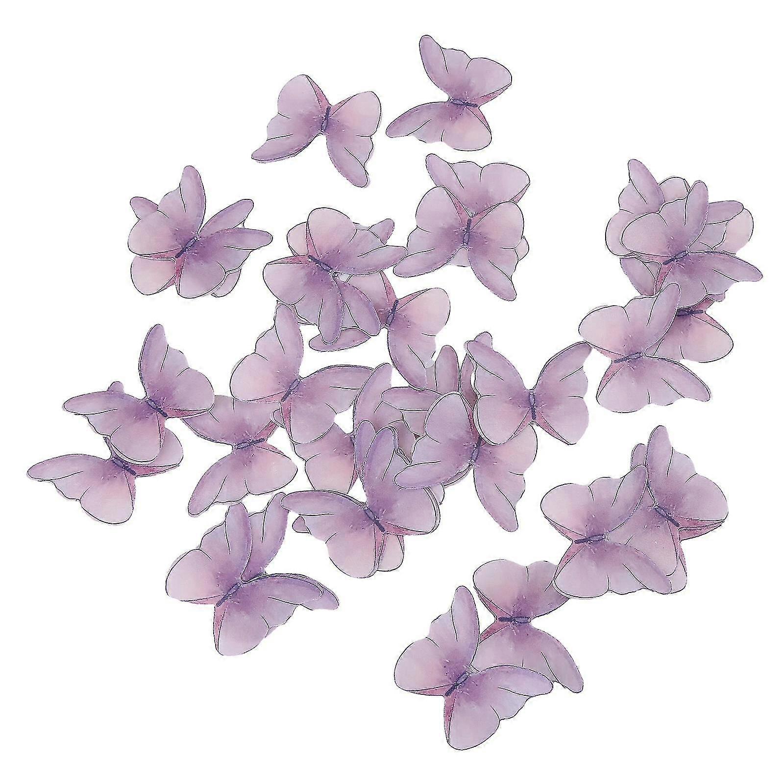 48PCS Edible Butterfly Wafer Paper 3D Colorful Cake Realistic Butterfly ...