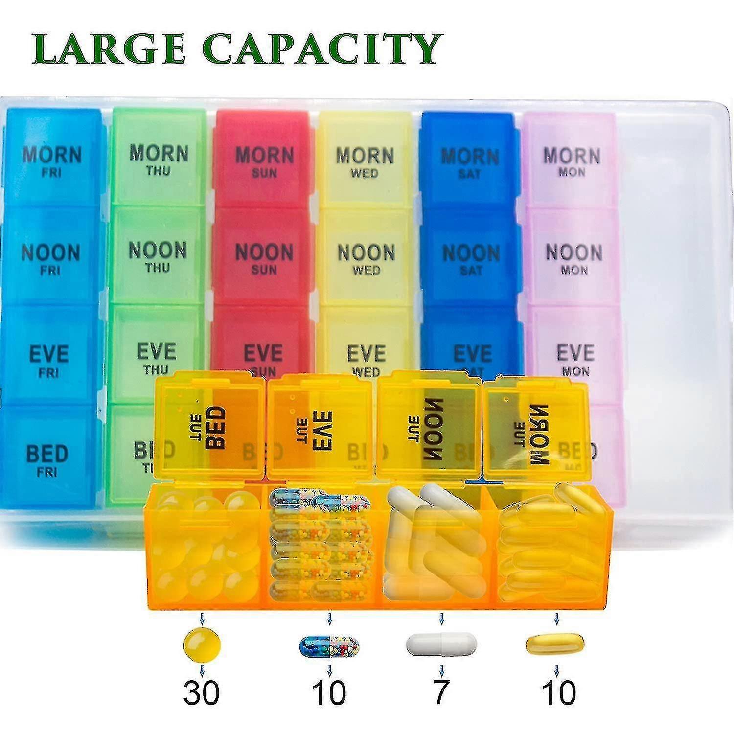 Pill Box 7 Day, Large Pill Cases Pill Container Am/pm Medicine ...