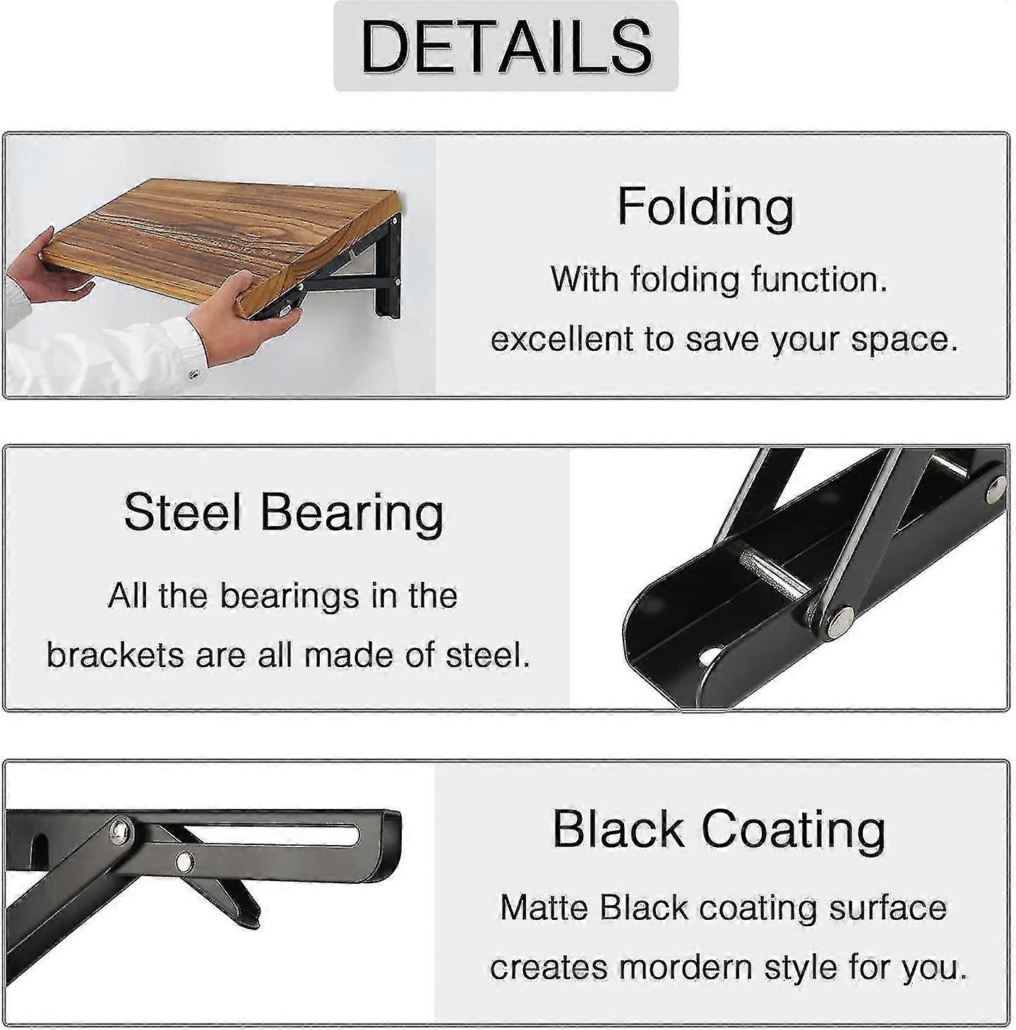 2pcs Folding Shelf Brackets - Duty Metal Collapsible Tri Shelf Bracket ...