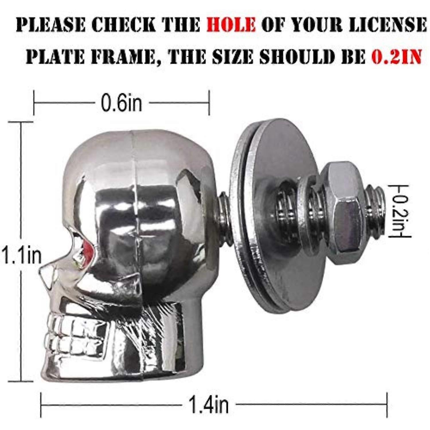 4Pcs Number Plate Screws, Skull License Plate Bolts, Universal License ...