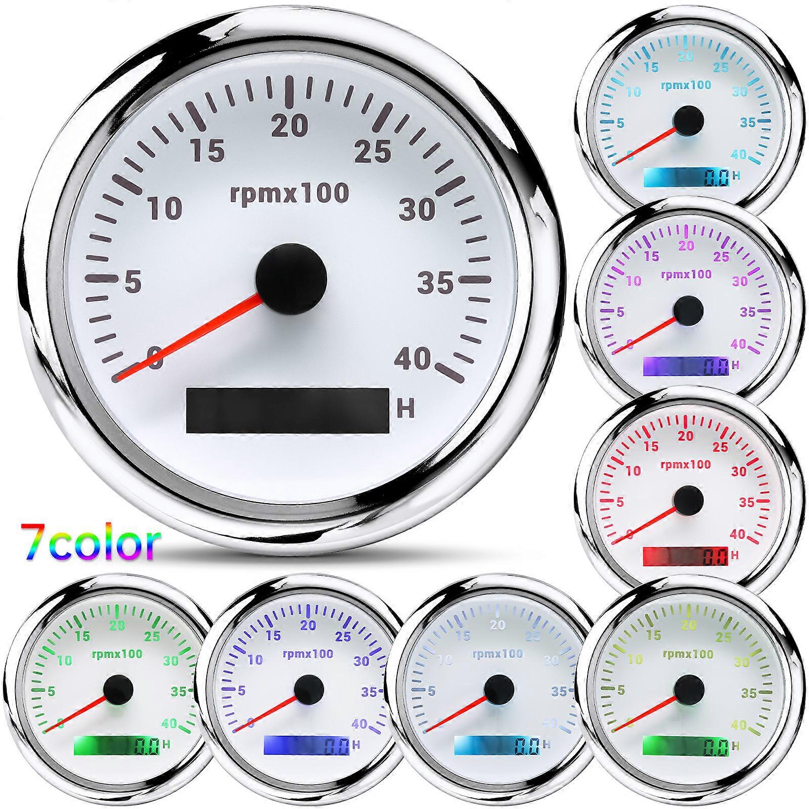 AD 85MM Tachometer with LCD Hour Meter For Marine Boat Car RPM Gauge 0 ...