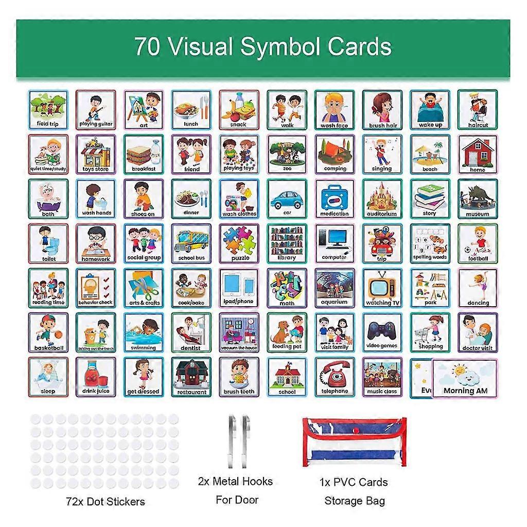 Kids Visual Schedule Calendar with 70 Pieces Dots Routine Cards Visual ...