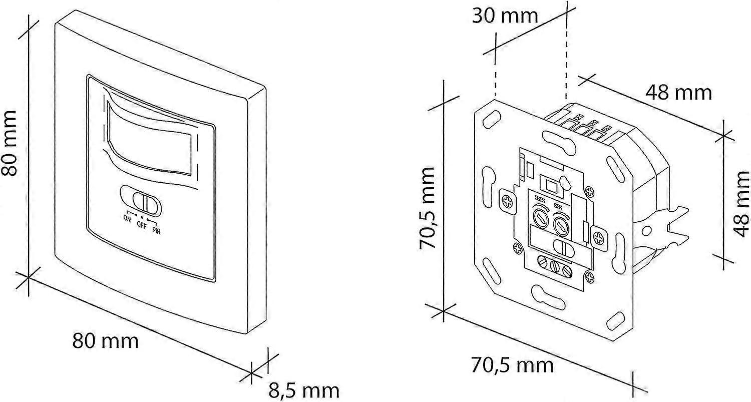 Indoor Motion Detector, Recessed Wall Mounting, Adapted LED, Infrared ...
