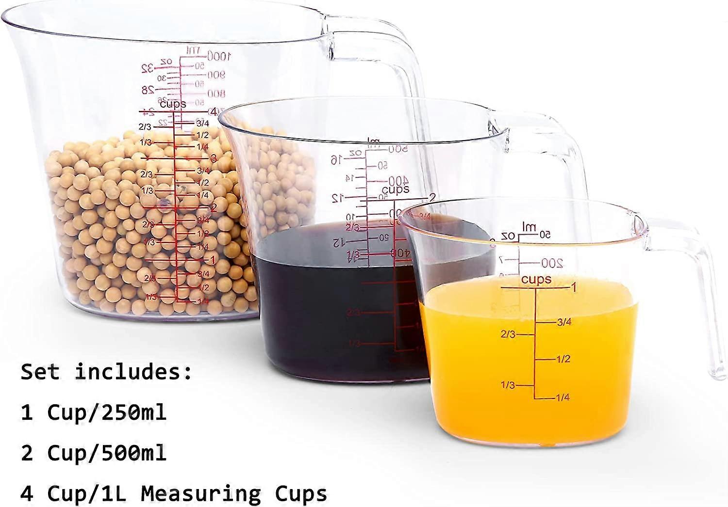 3-Piece Measuring Cups Set, Plastic Measuring Cup Plug-in Nesting ...