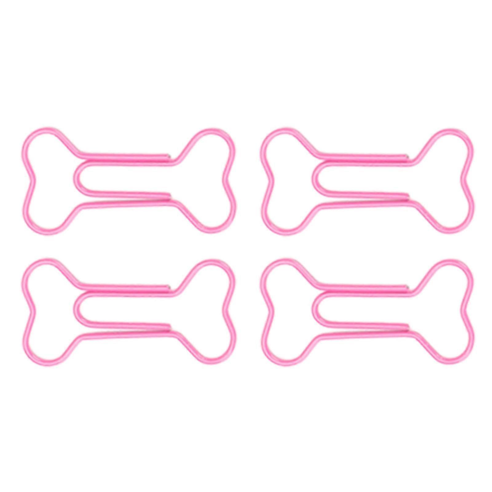100pcs Paper Clips Pink Bone Shape Portable Small Cute Electroplating ...