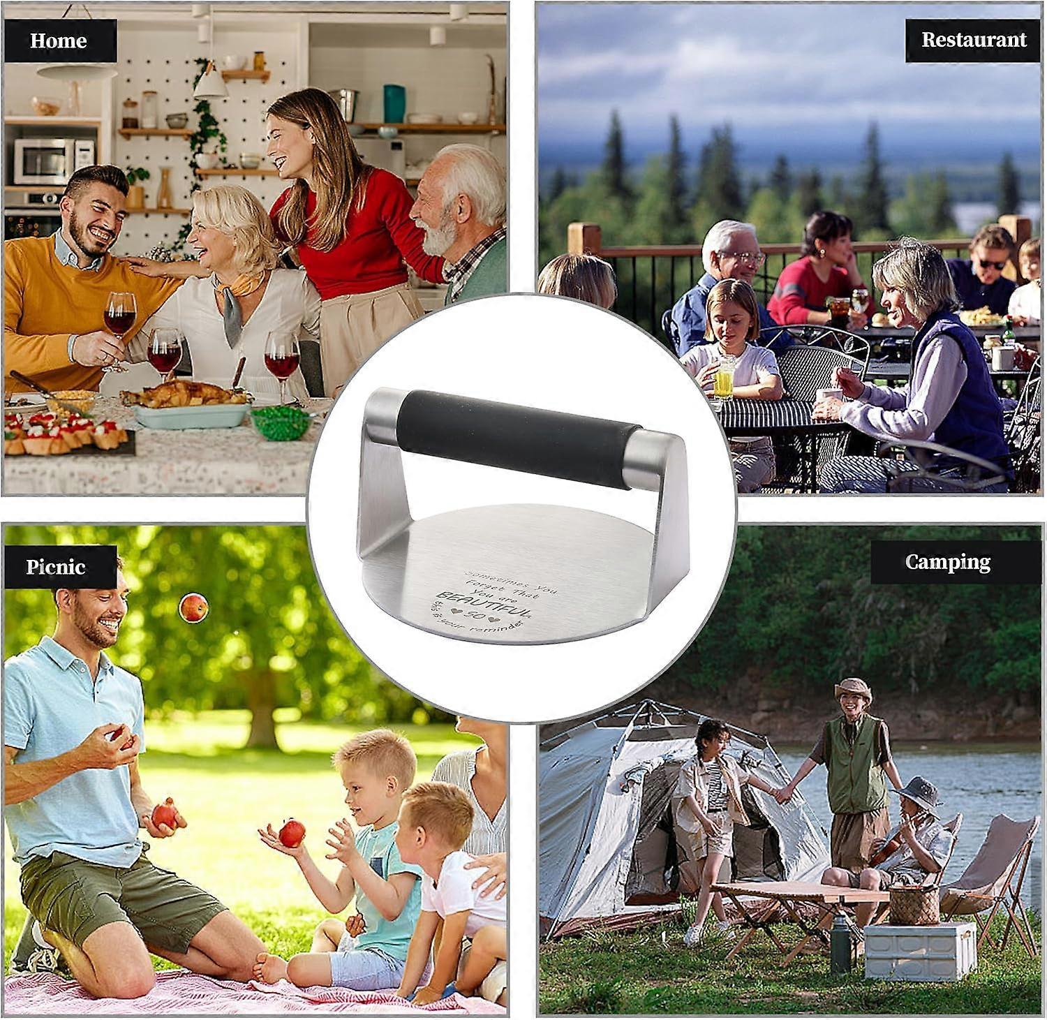 Smash Burger Press, Hia 5.5 Inch Burger Smasher, Stainless Steel ...