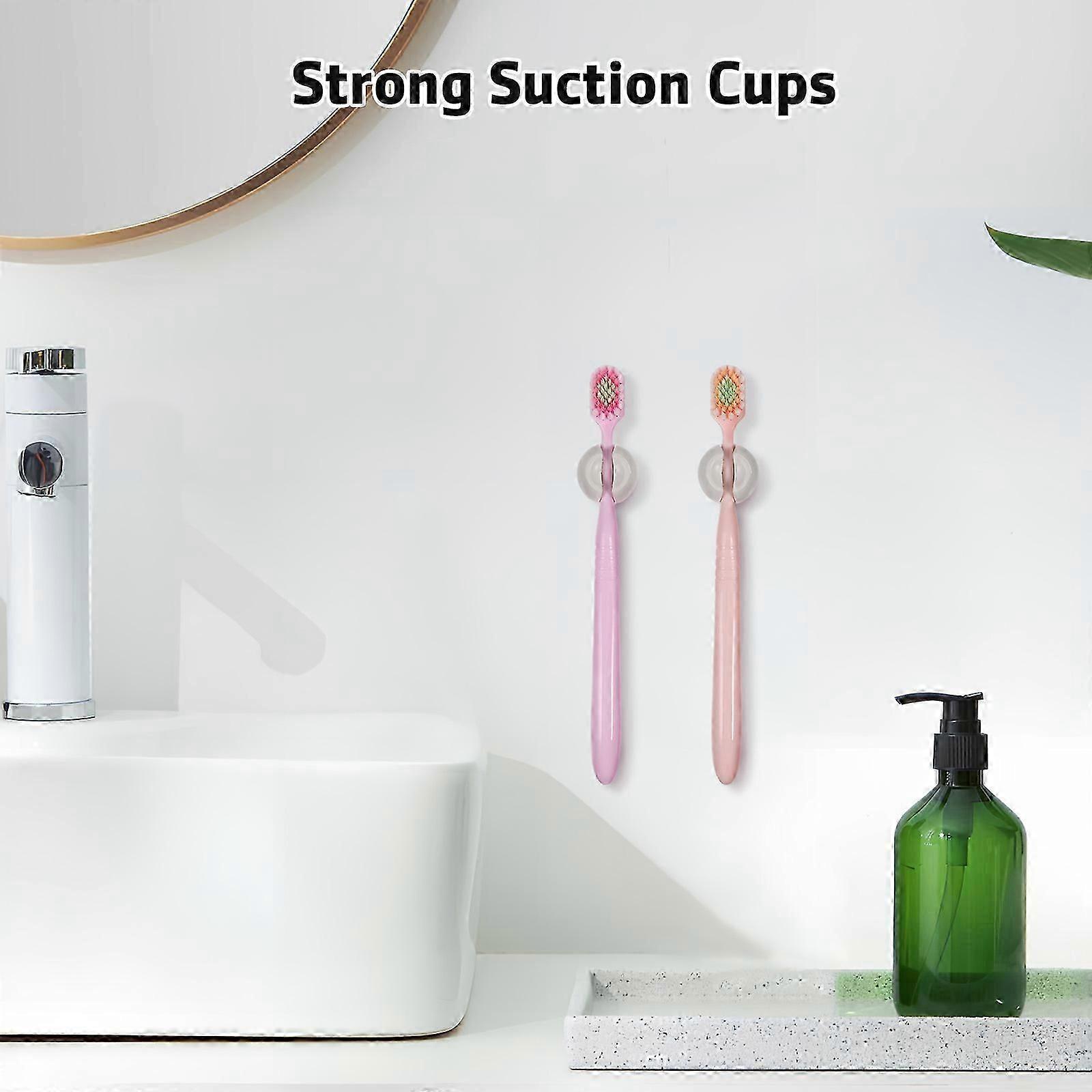 6 Pcs Suction Cup Toothbrush Holders Single Toothbrush Holder Mirror ...