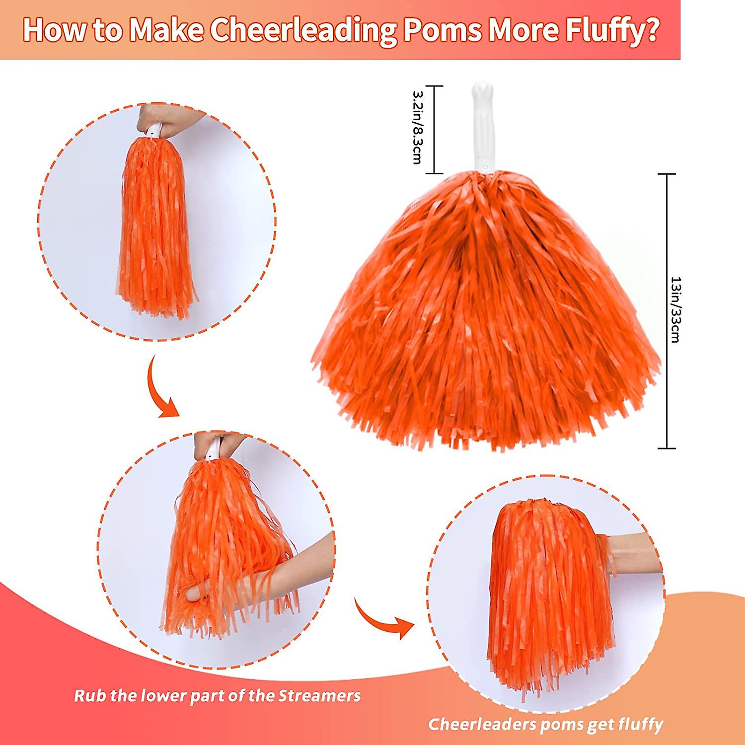Heytea 12pcs Cheerleading Pom Poms With Cozy Handle, Adorable Cheer ...