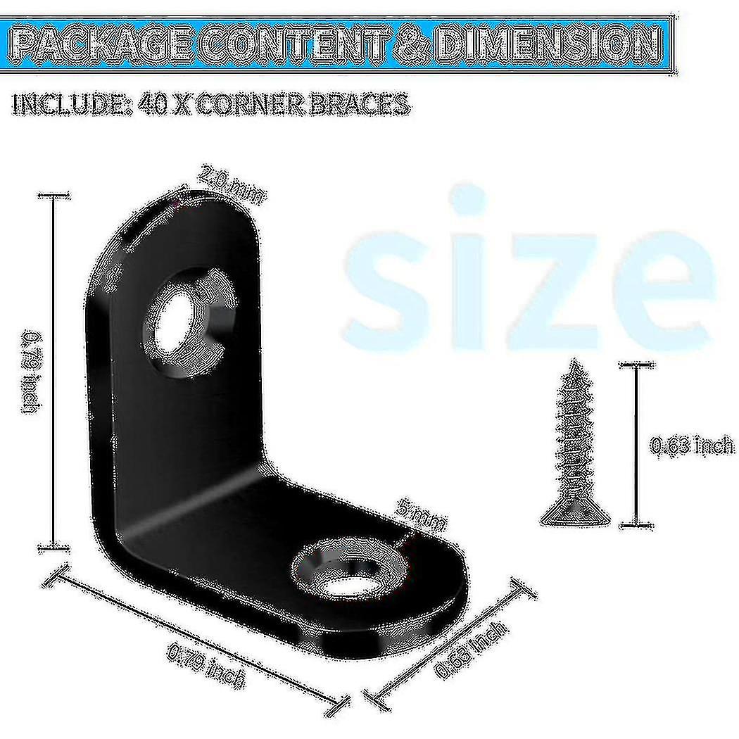 40pcs L Bracket Angle Bracket Set,90 Degree Right Angle Bracket, Metal ...
