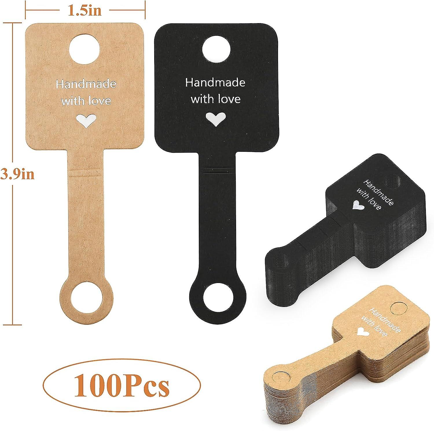 100 Pack selvklæbende halskæde Display Cards, Armbånd Display Kort med huller Kraftpapir smykker ...