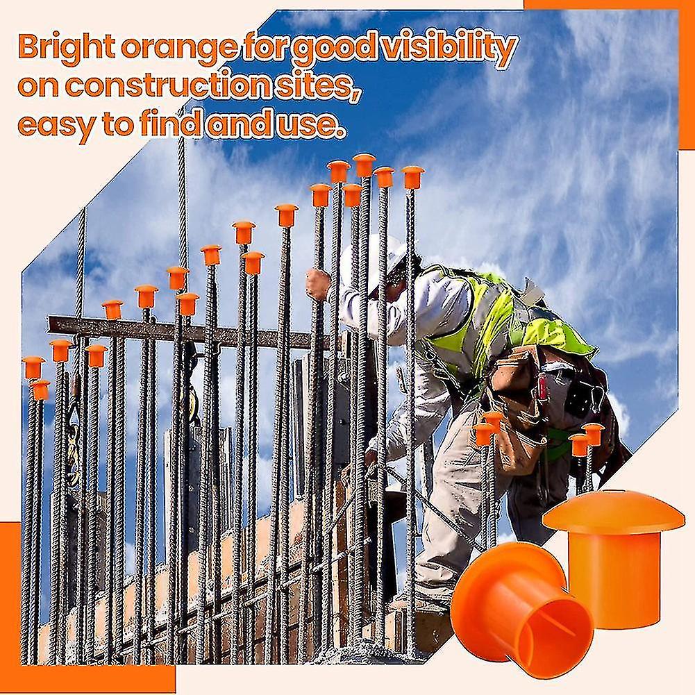 100 Pcs Rebar Cap Rebar Safety Caps For Rebar 3 To 7, Oran , 2.36 ...