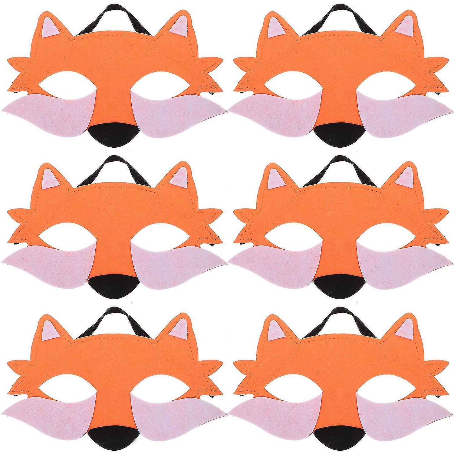 6pcs Cosplay Fox Masks Felt Mask Animal Mask Half Face Mask Halloween ...