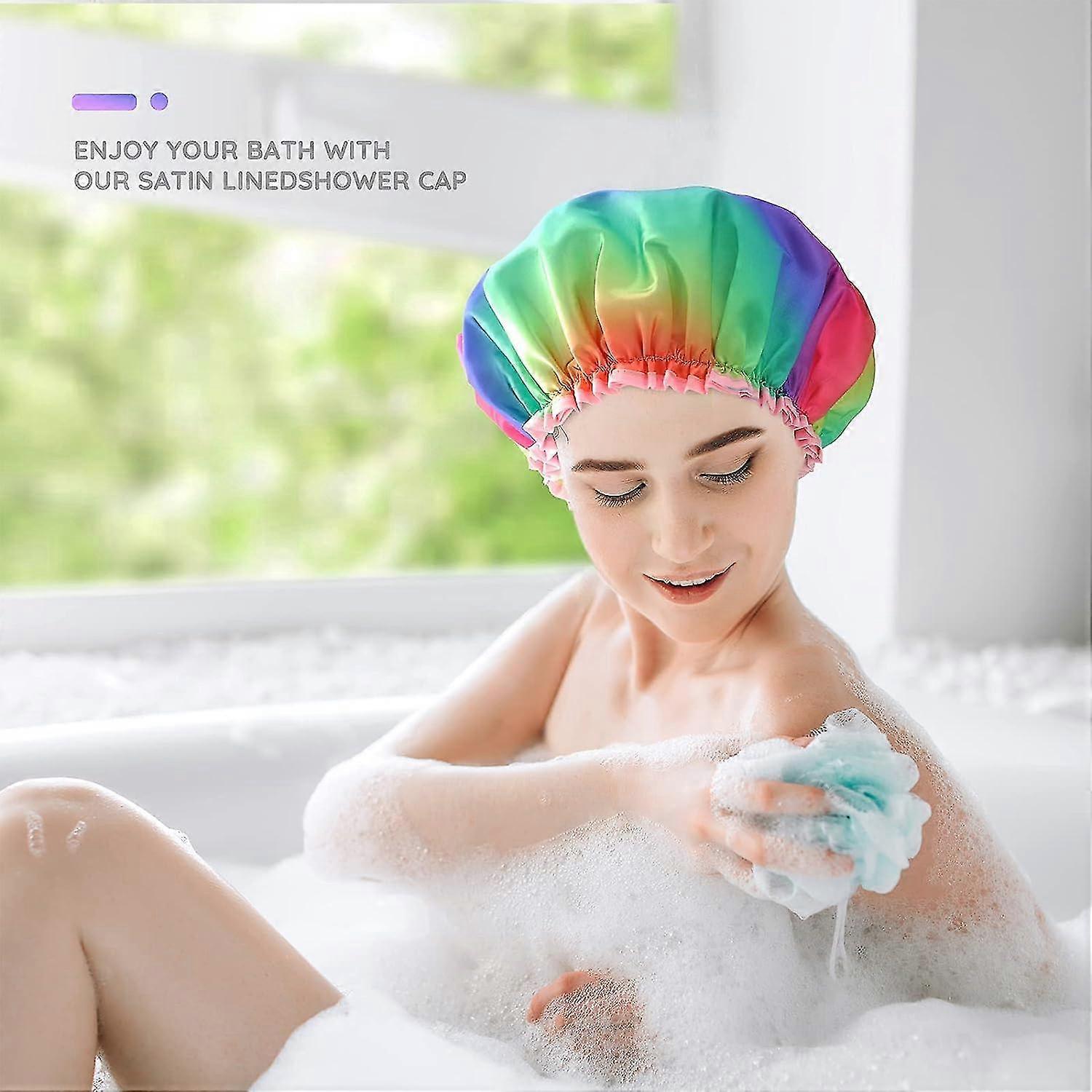 Reusable Shower Cap for Women and Girls ,Washable,Travel Packable ...