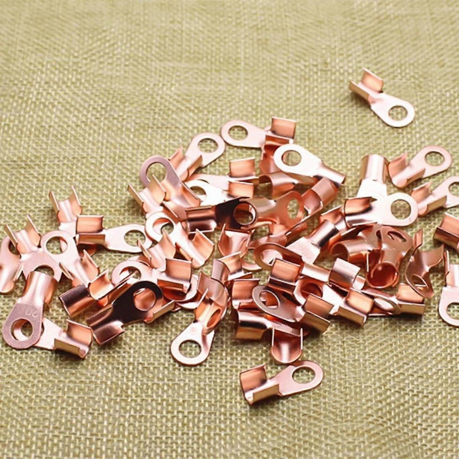 100Pcs Heavy Duty Copper Wire Lugs Tubular Ring Terminal Connector for ...