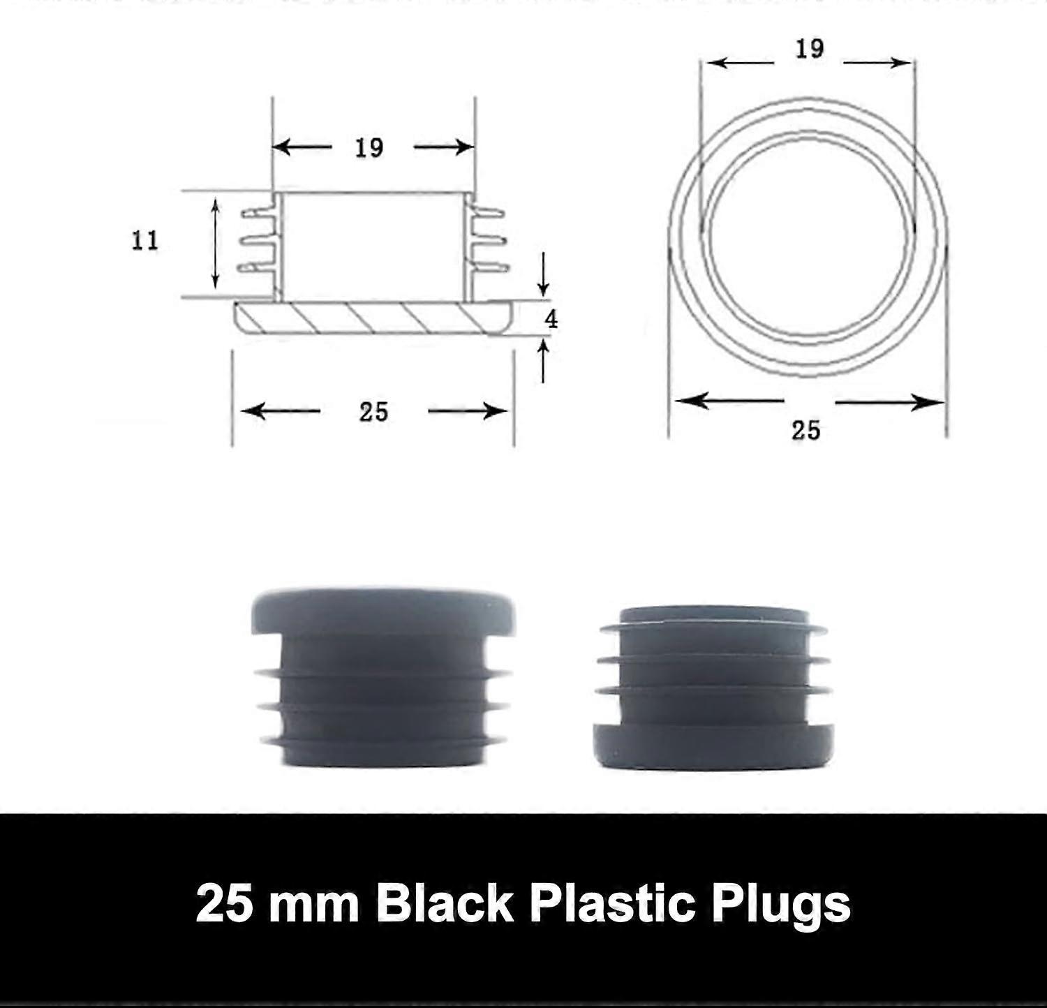 25mm Black Plastic Plugs, Black Round Tube Covers, Inner End Caps for ...
