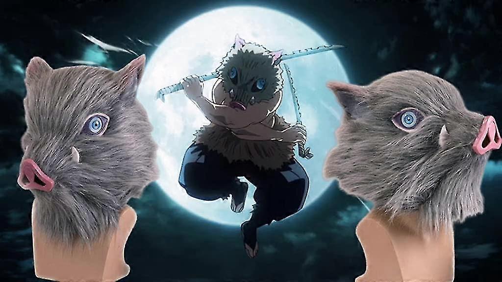 Demon Slayer Mask Hashibira Inosuke Cosplay Costume Latex Pig Head ...