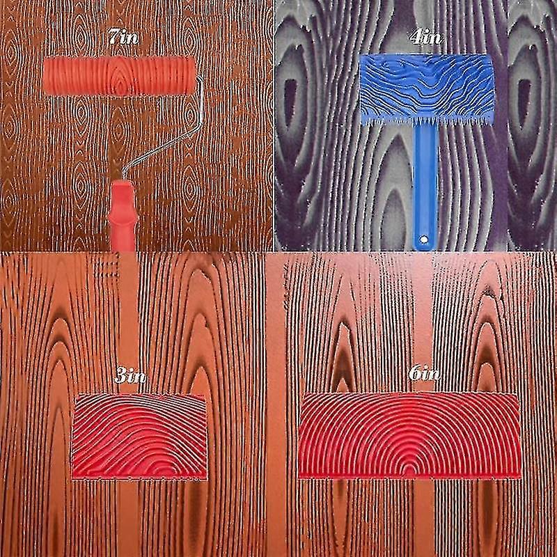 Wood Grain Tools, 4pcs Wood Grain Roller Painting Tools Texture Pattern ...