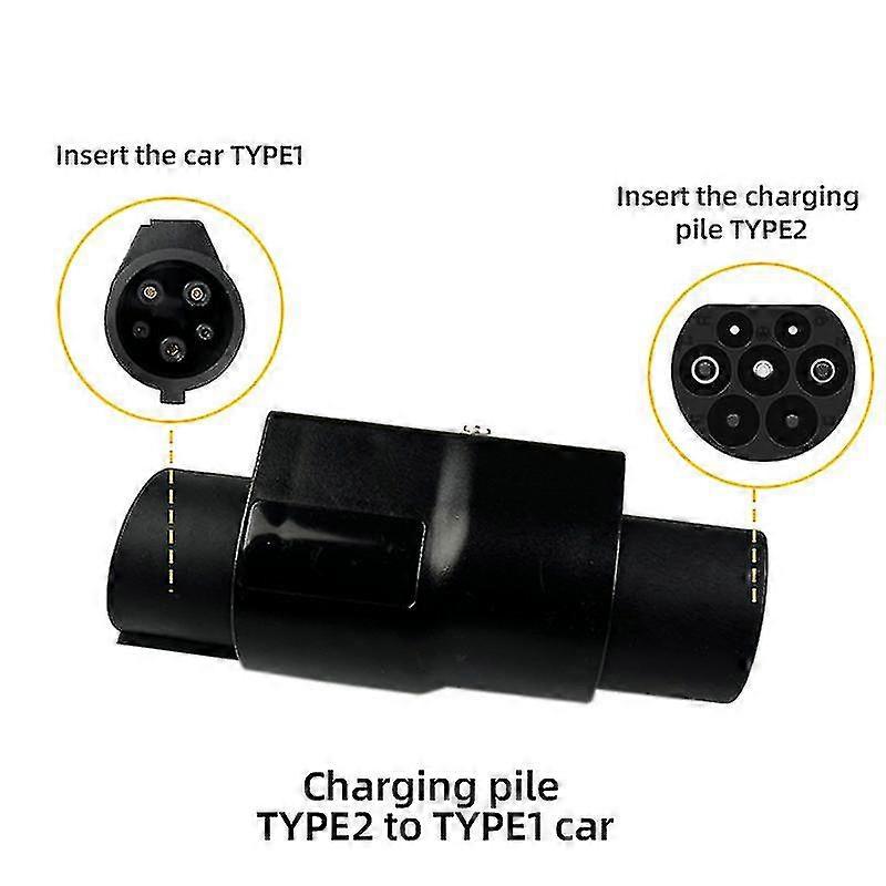 Evse Type2 To Type1 Ev Adapter 32a Single Phase Compatible With Type-2 ...
