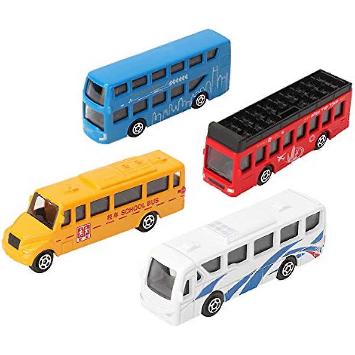 4PCS 1:87 Scale Miniature Bus Toy Vehicles Pull Back Bus Model Toys ...
