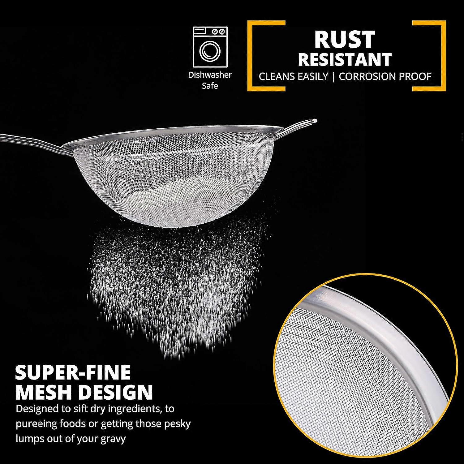 Sieves and Strainers Set - Metal Sieve Stainless Steel, Fine Mesh ...