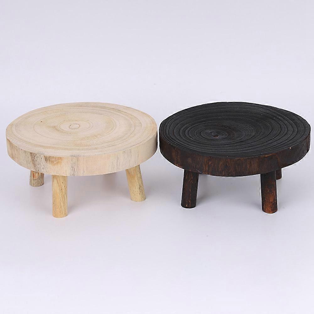 Rustic Decorative Round Wood Pedestal Plant Pot Riser Plant Stand ...