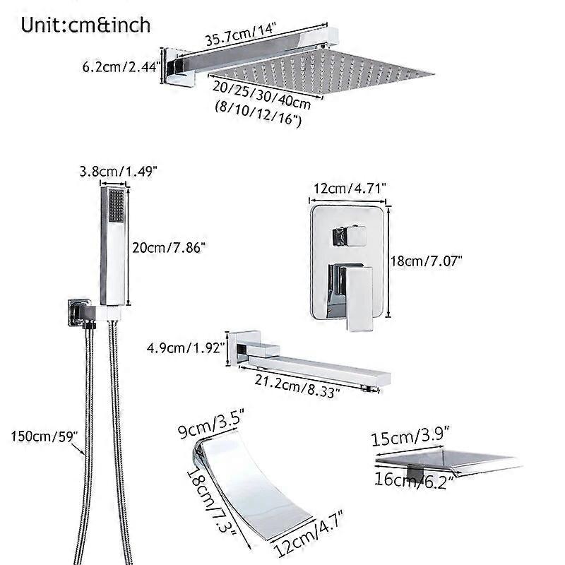 Chrome Concealed Shower Faucet Bathroom Embedded Shower Sets 2/3 Ways ...