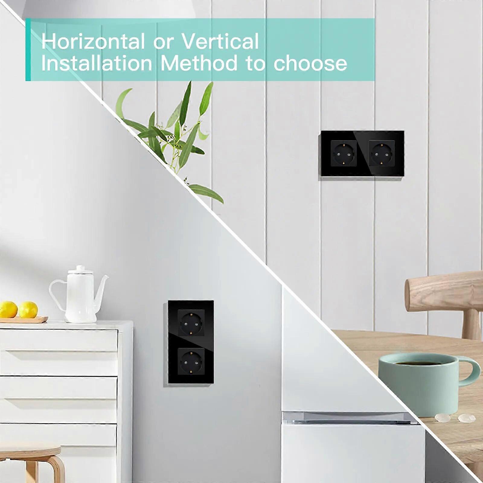 BSEED EU Standard Single Wall Socket Double Glass Sockets Triple Power ...