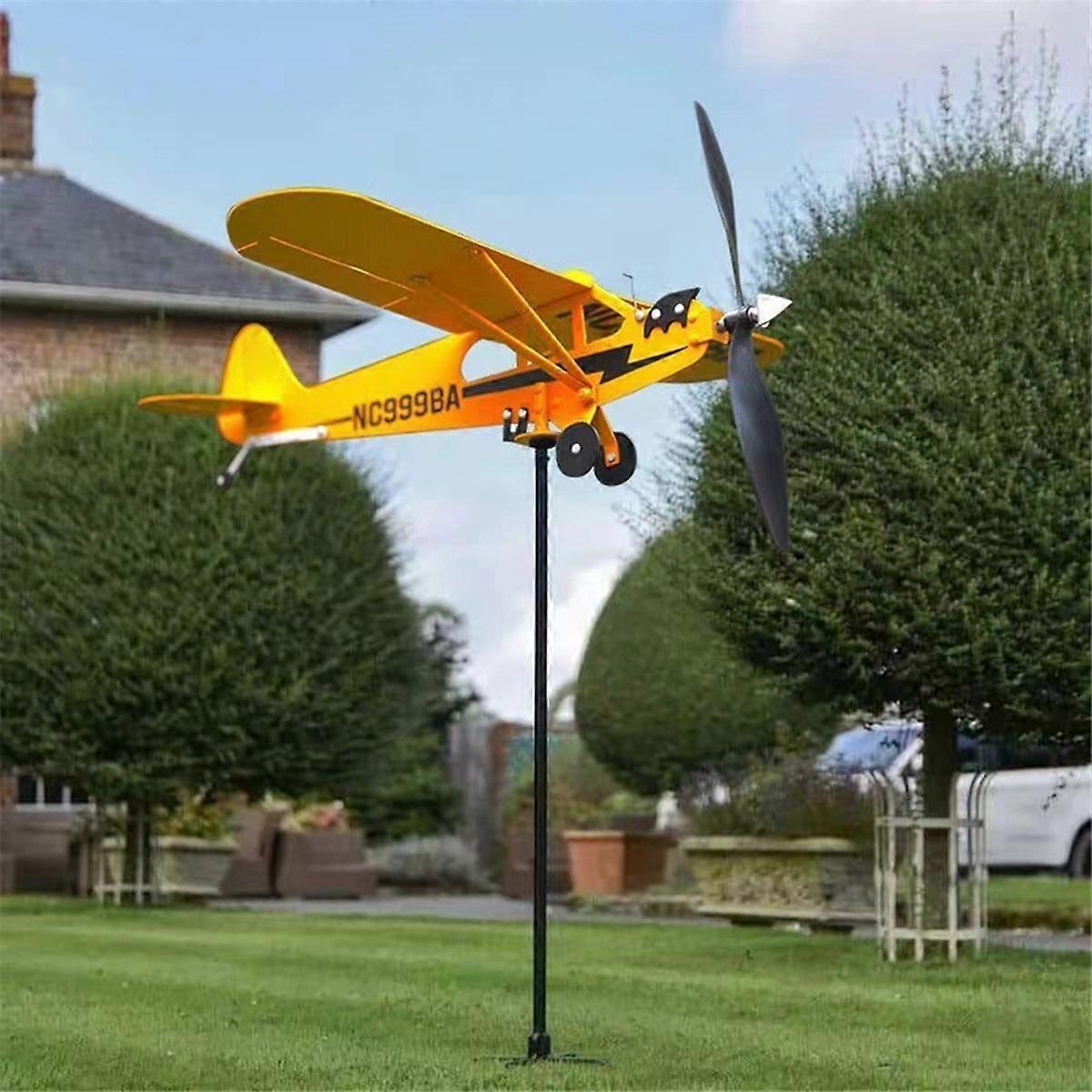 3D Wind Rotating Metal Aircraft Weather Vane Outdoor Roof Wind ...