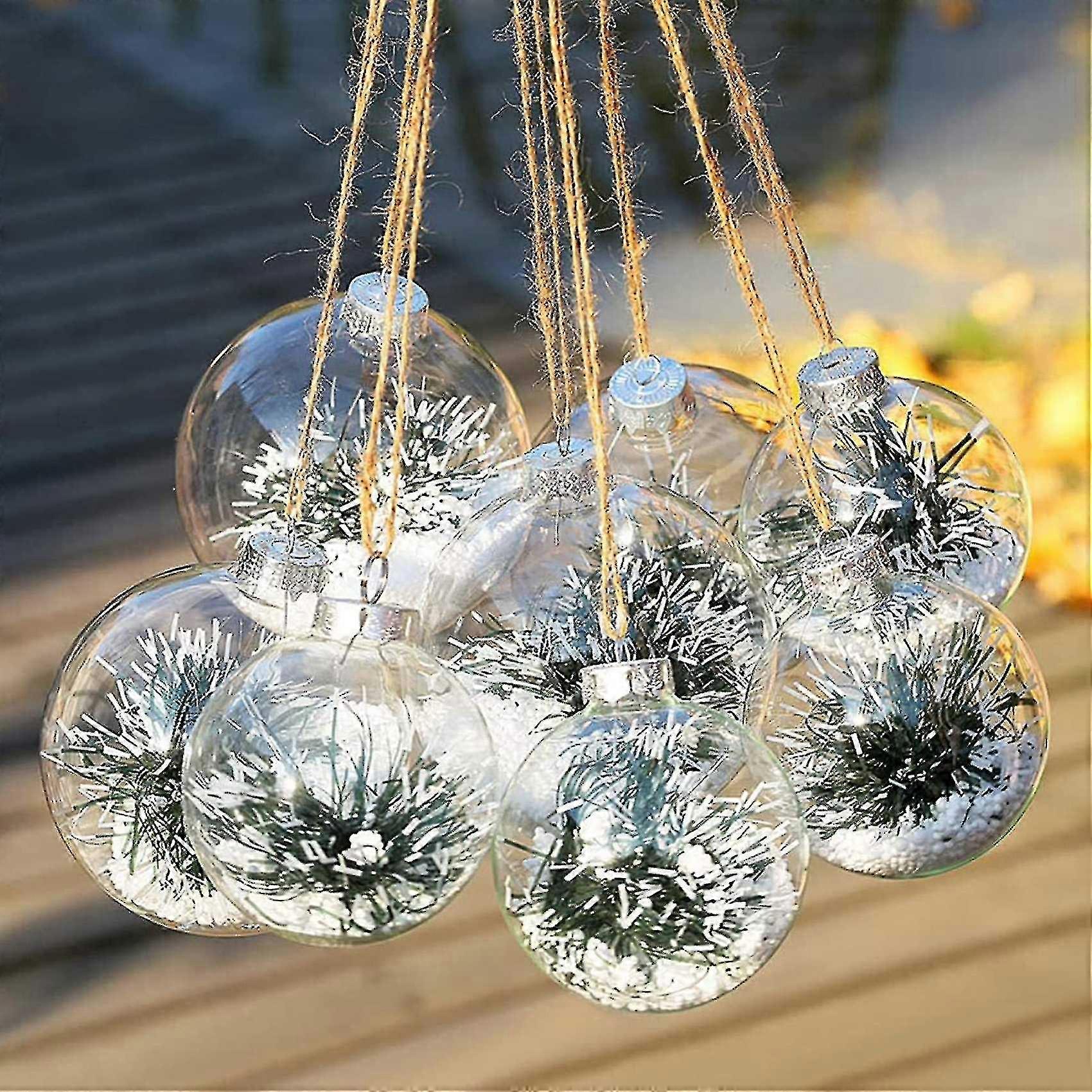 15 Pcs Round Clear Christmas Balls Fillable Diy Christmas Tree Balls ...