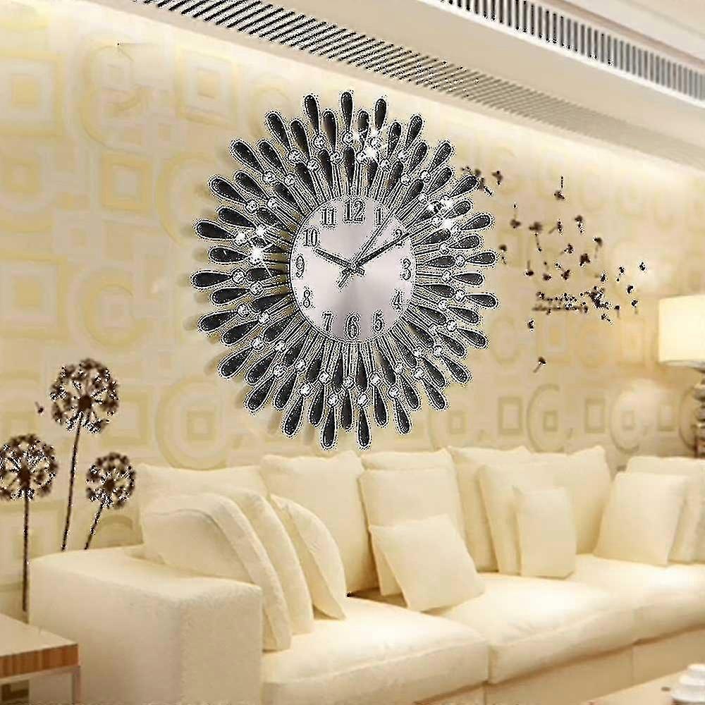 Wall Clocks Black 3d Large Diamante Beaded Crystal Jeweled Wall Clock ...