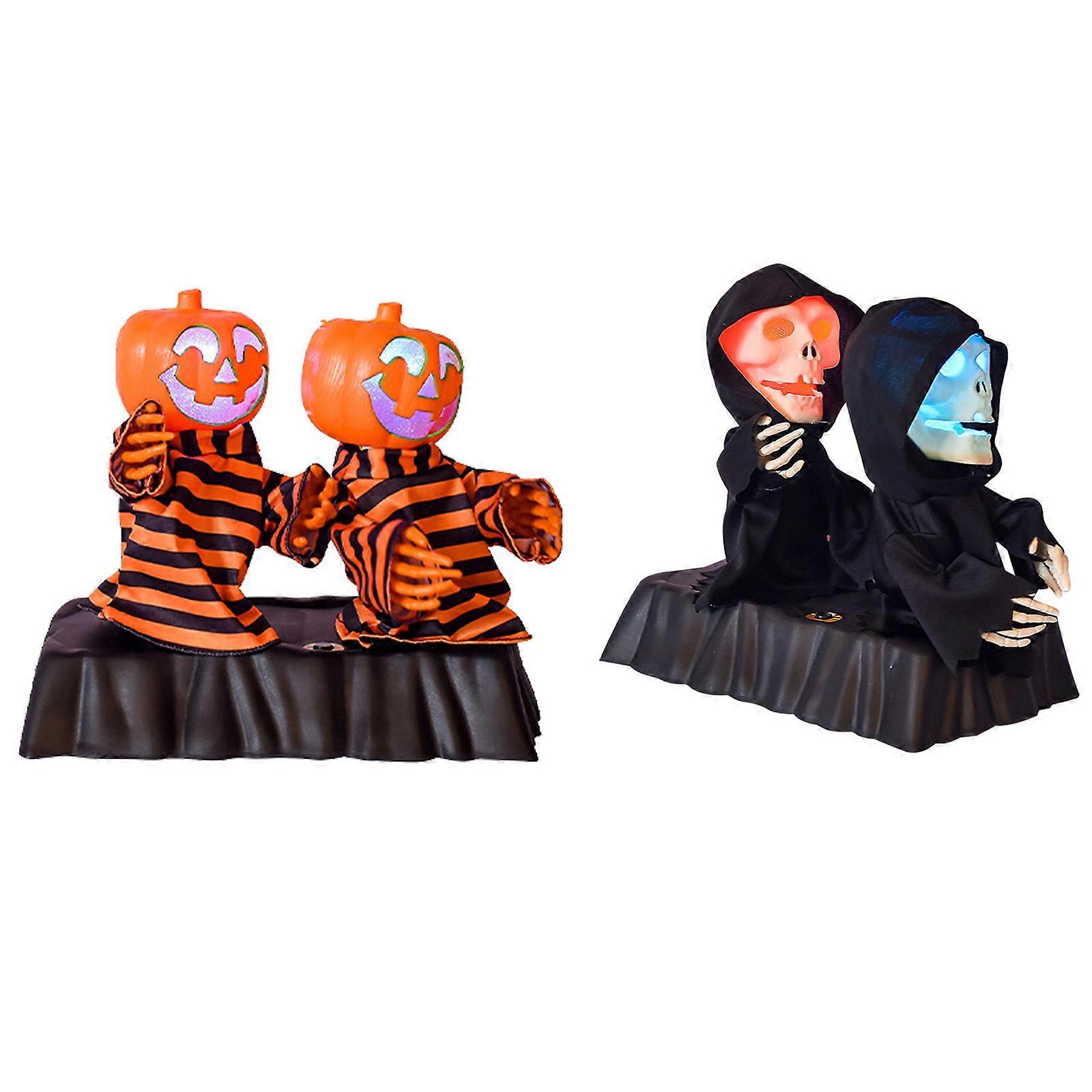 Dancing Skeleton Halloween Skull Decorations Singing with LED Eyes ...