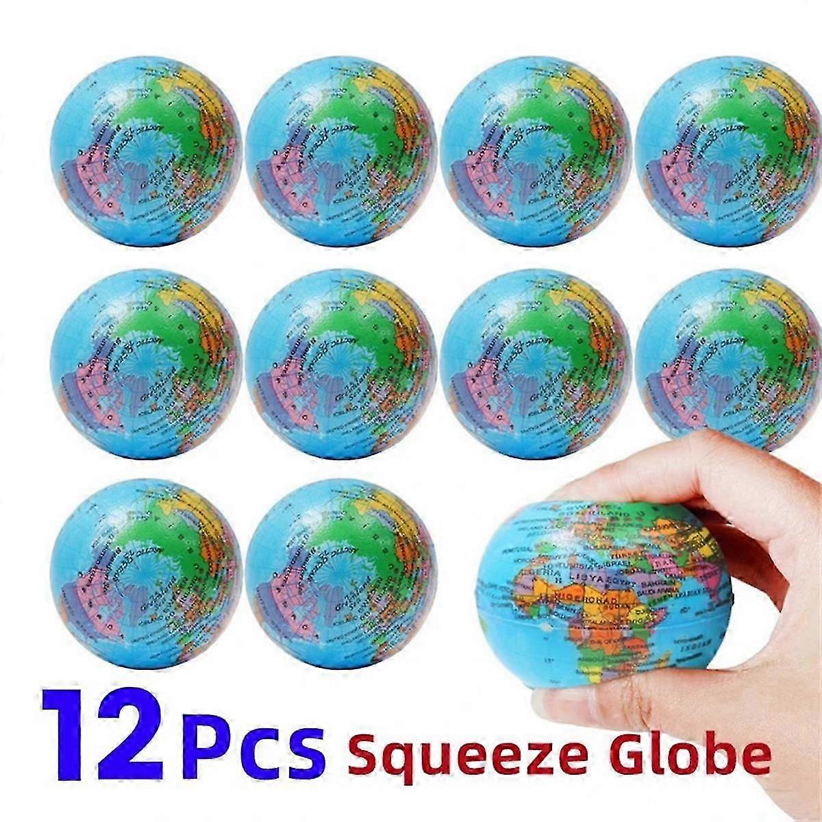 12Pcs Squeeze Globe Toys Stress Relief PU Foam Squeeze Ball Hand Wrist ...