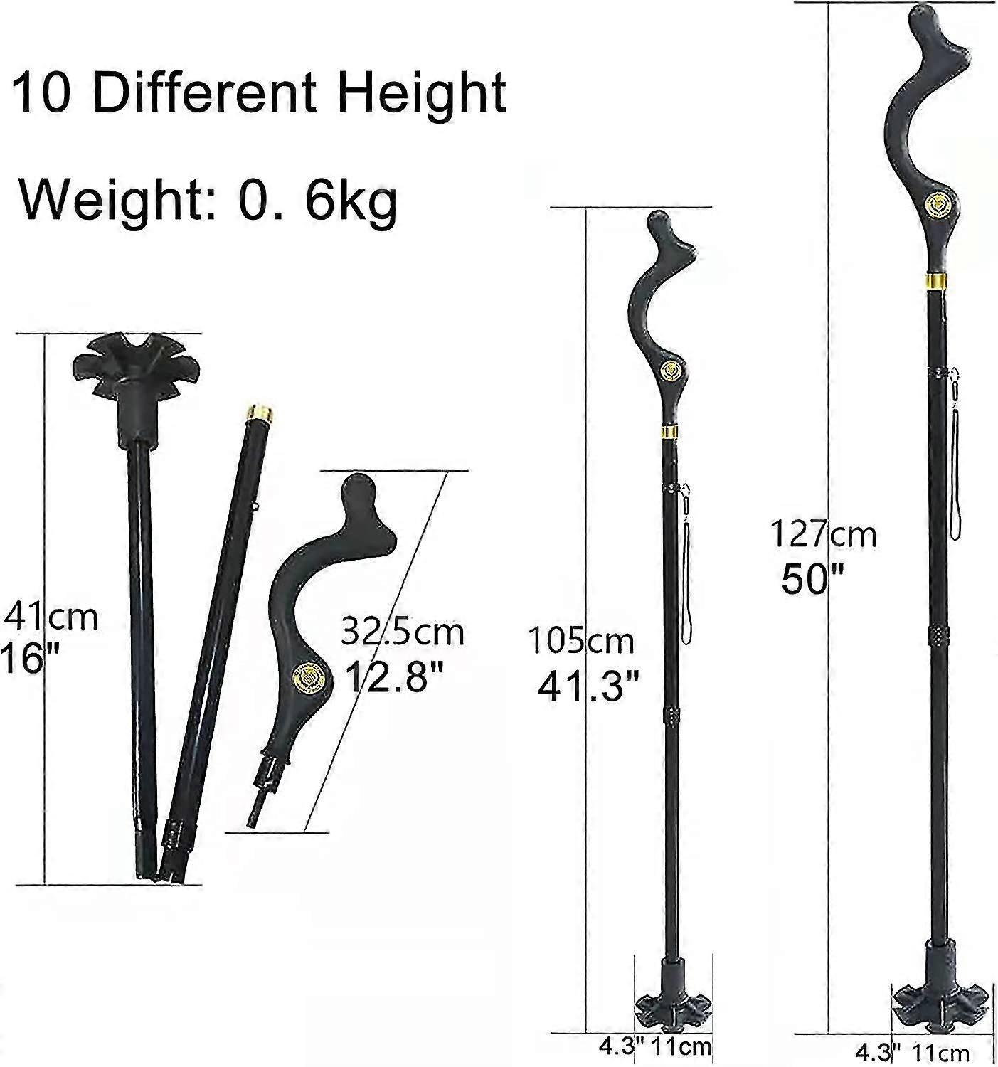 Adjustable Crutches With Comfy Handle, Regular Height, Elderly Folding ...