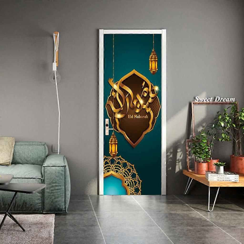 Eid Mubarak Ramadan Decoration PVC Wallpaper 3D Door Sticker Muslim ...