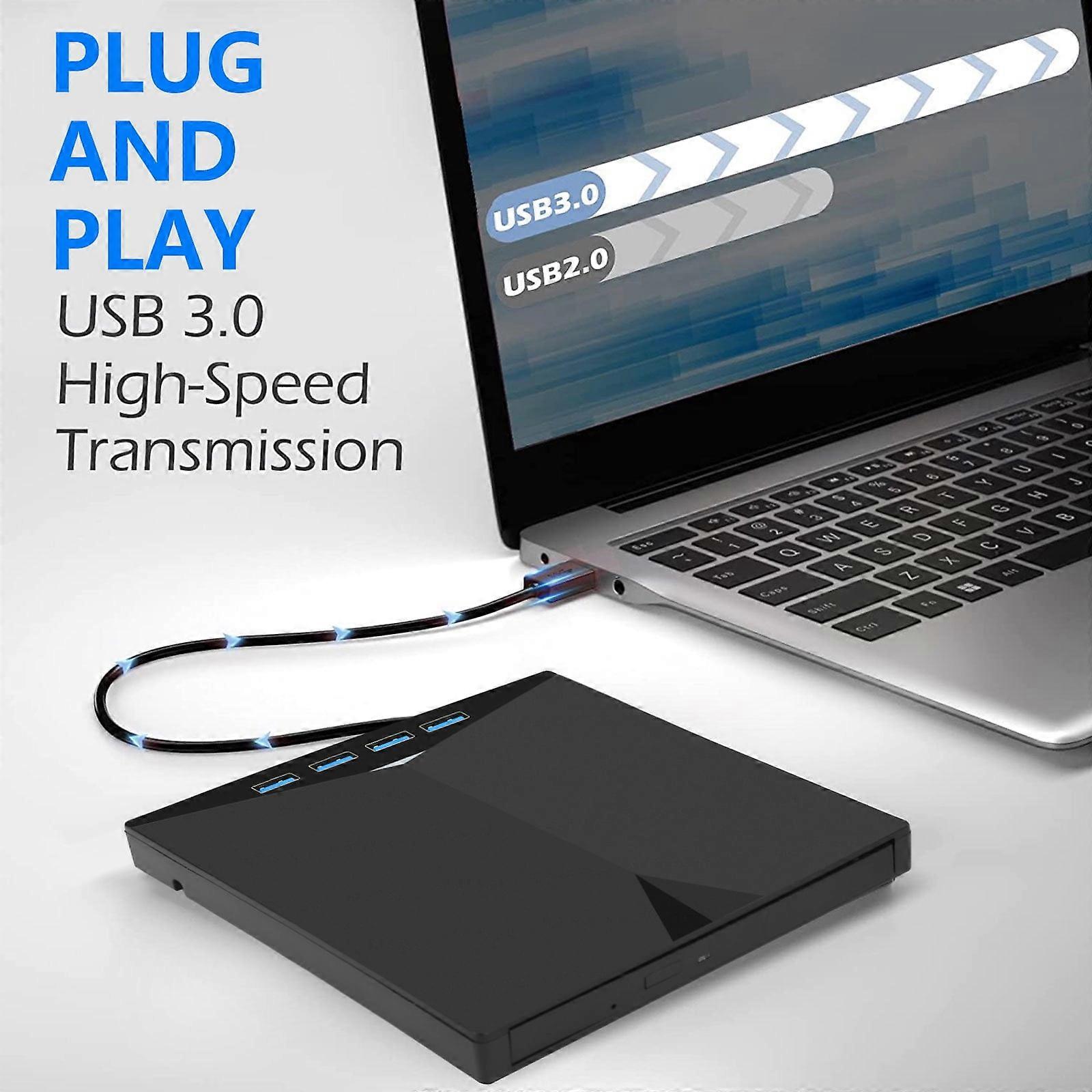 7-in-1 External CD DVD Drive for Laptop, USB 3.0 USB C Portable CD/DVD ...