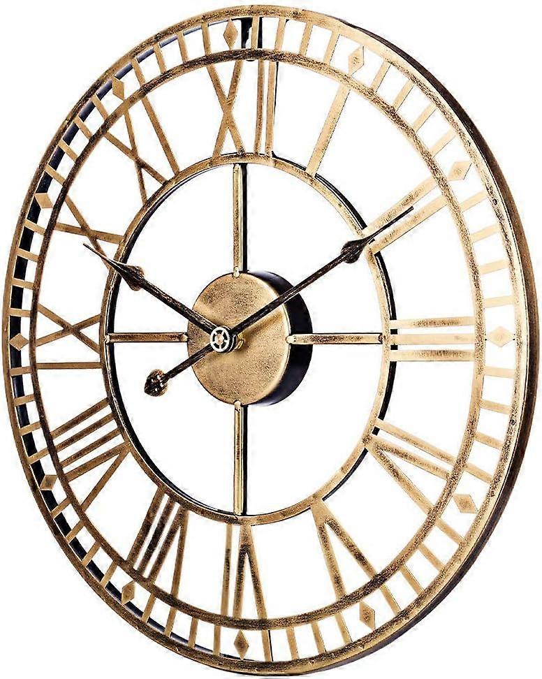 Large Metal Retro Wall Clock Silent Non-Ticking Battery Operated ...