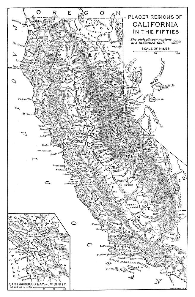 Gold Rush: Map. /Nmap Of The Placer Mining Regions Of California In The ...