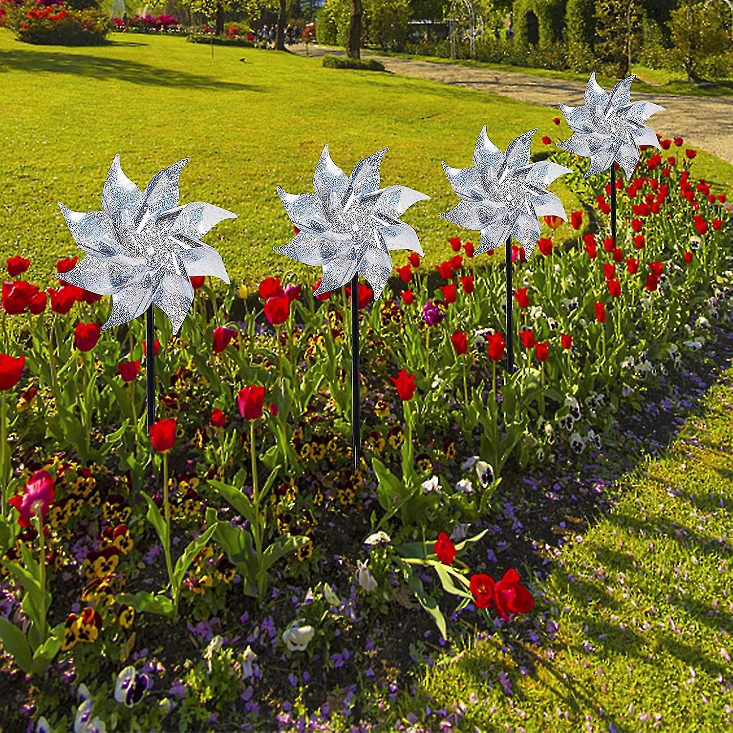 10 Pack Reflective Pinwheels With Stakes, Extra Sparkly Pin Wheel For ...