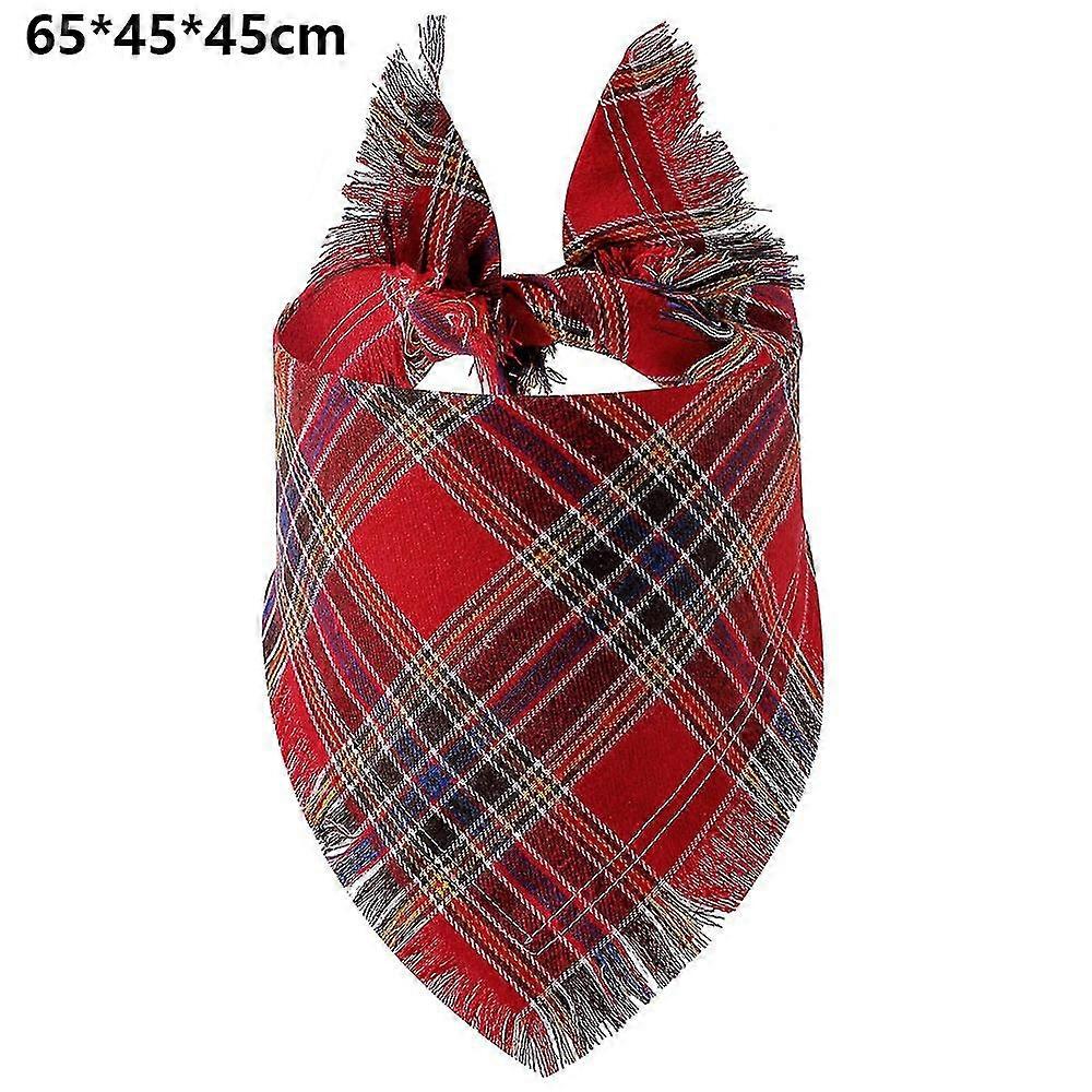 Plaid Dog Bandanas, 2 Pcs Reversible Triangle Dog Scarf With Tassels ...