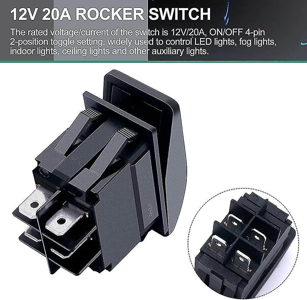 12v 20 Amp Toggle Switch Waterproof Red Led On/off Boat Marine Rocker ...