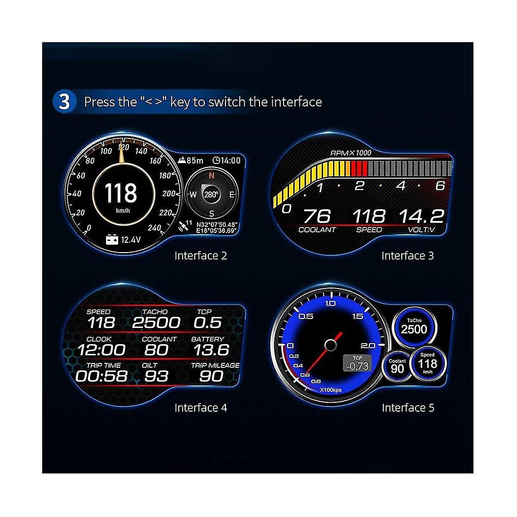 Obd2 Eobd Multifunction Lcd Display Obd+gps Hud Auto Computer Car Real ...