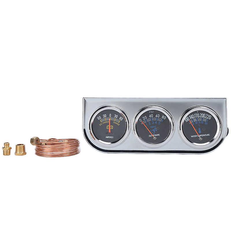 Triple Gauge Kit 52mm Triple Gauge Cluster Amp Meter For 12v Vehicles ...