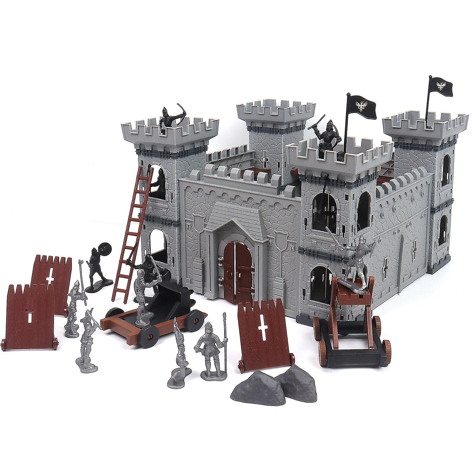 Diy Castle Building Medieval Times Military Fort Model Kit With Figures ...