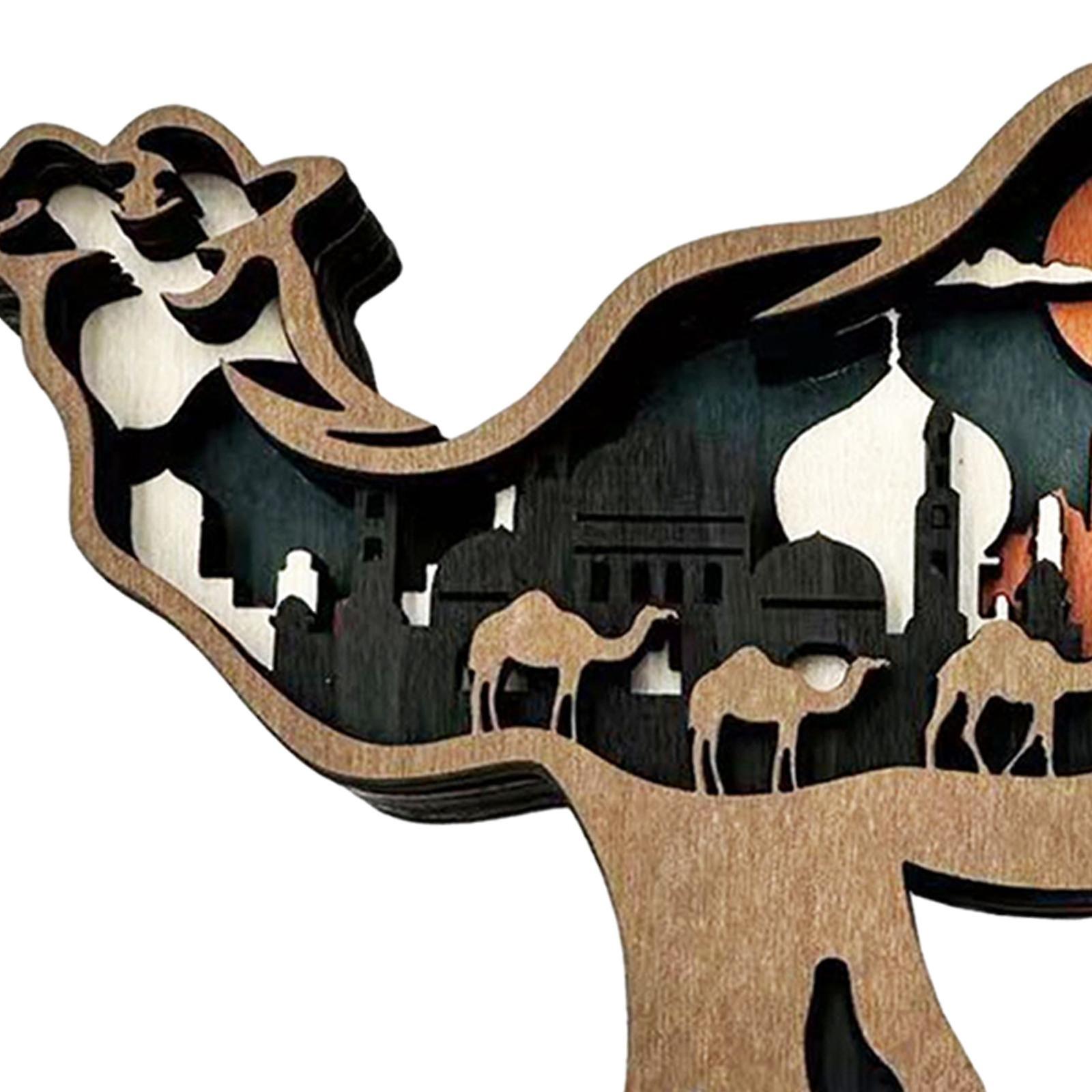 Camel Statue Decor Camel Ornament Wooden Animal Craft Camel Sculpture ...